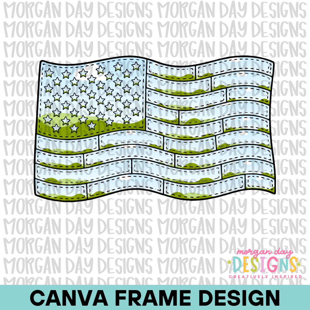 Patchwork Flag Canva Frame – Morgan Day Designs